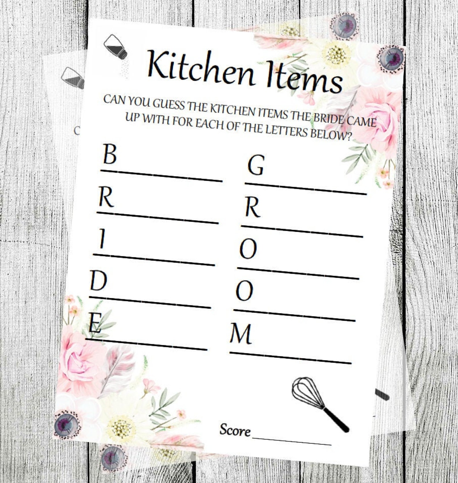 Kitchen Items Bridal Shower Game Etsy