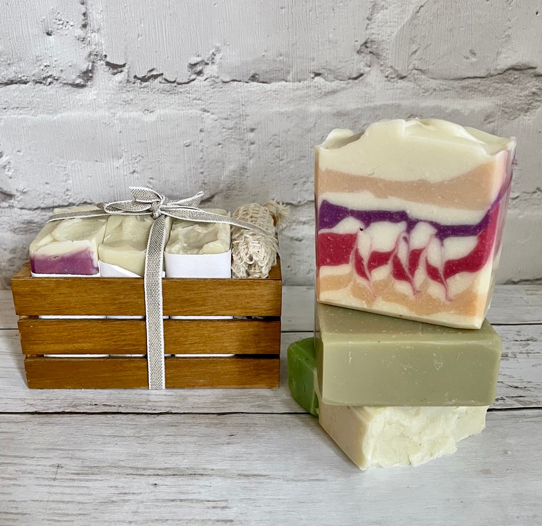Handmade Soap Gift Set 3 Soaps & Sisal Bag Vegan Friendly Palm Oil Free ...