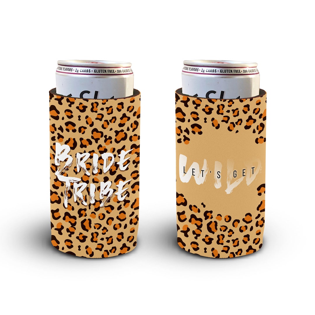 Cheetah Print Slim, Skinny, Thin Can Cooler for Bachelorette or ...