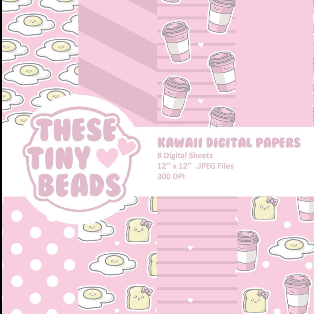 Kawaii Pink Digital Paper Pack 12x12 Instant Download - Etsy