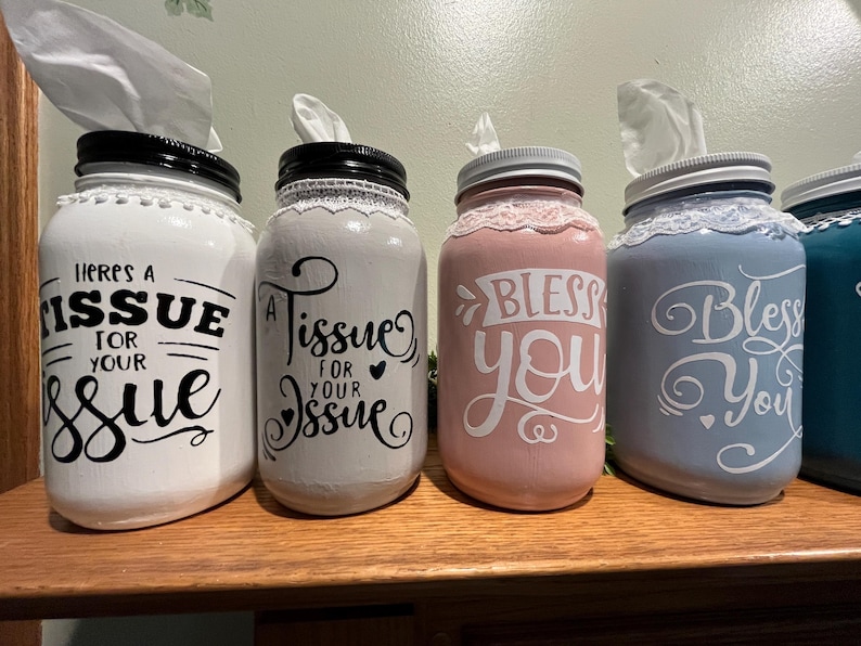 Tissue Dispenser, Large Quart Mason Jar, Tissue for Your Issue or Bless ...