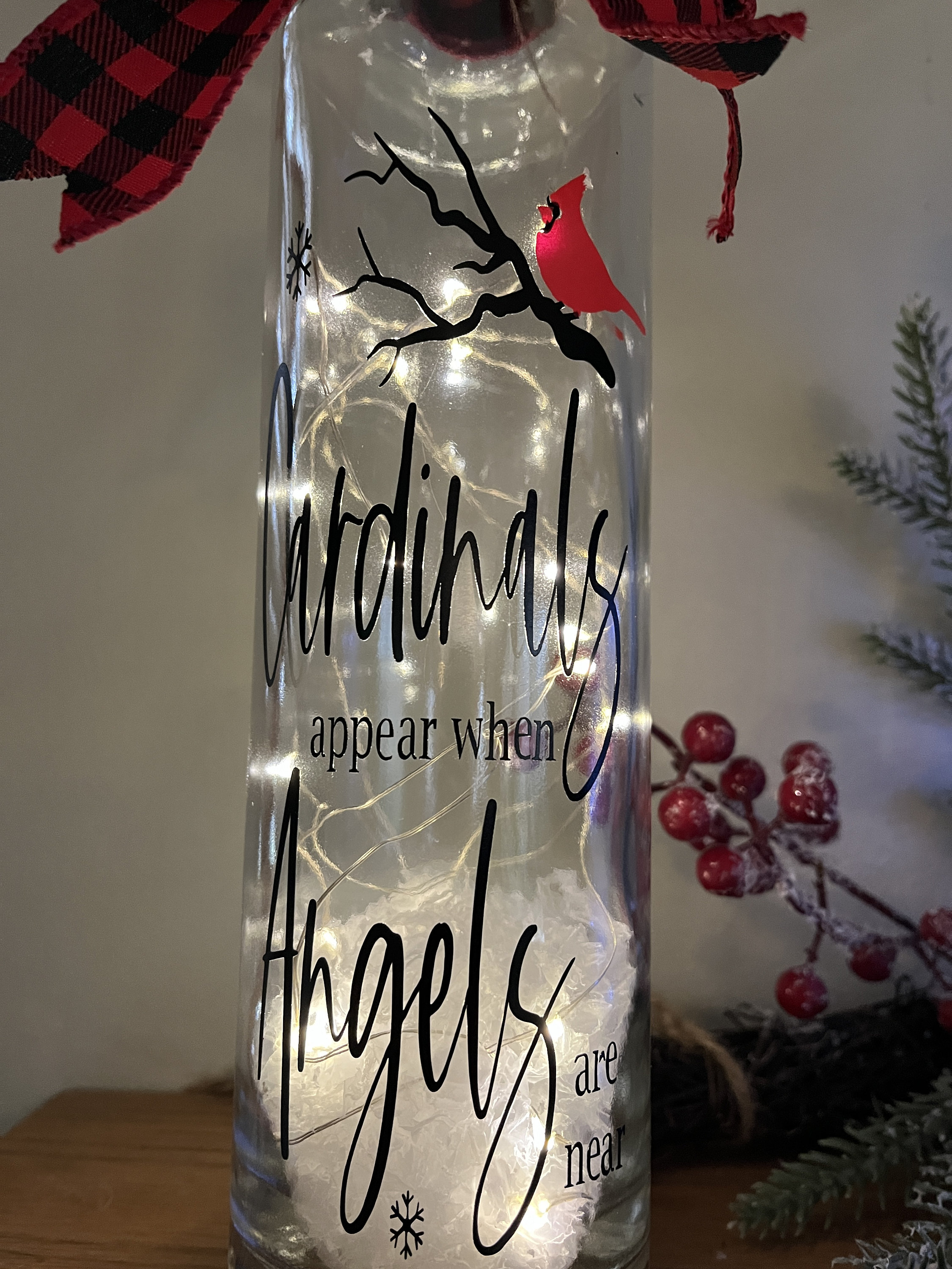 CARDINALS Appear When ANGELS Are Nearup Cycled Lighted Wine Bottle ...
