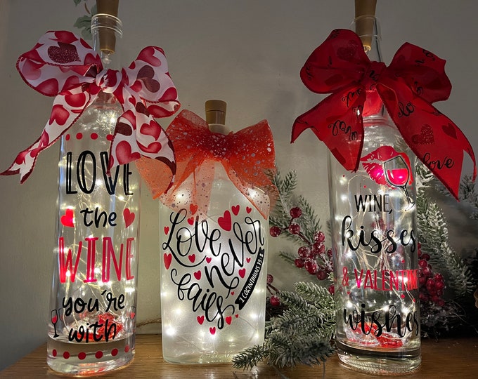 LOVE Upcycled Lighted Wine Bottle, Night Light, Best Friend Gift, Love ...