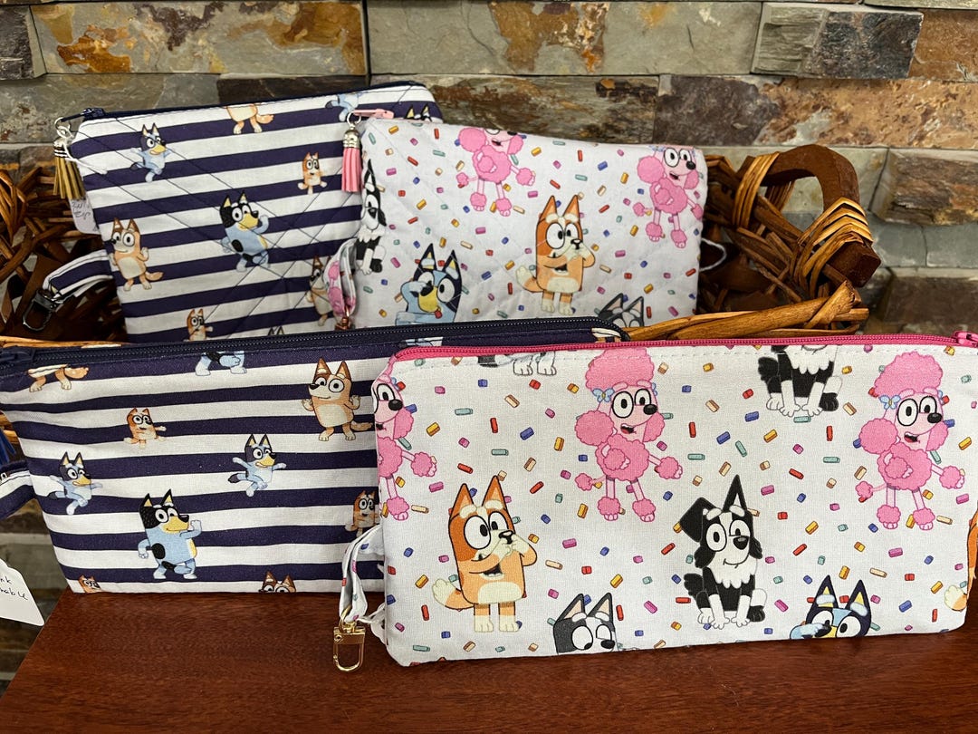 Bluey & Friends Lined Zip Pouch, Large Kid’s Back to School Organizer ...