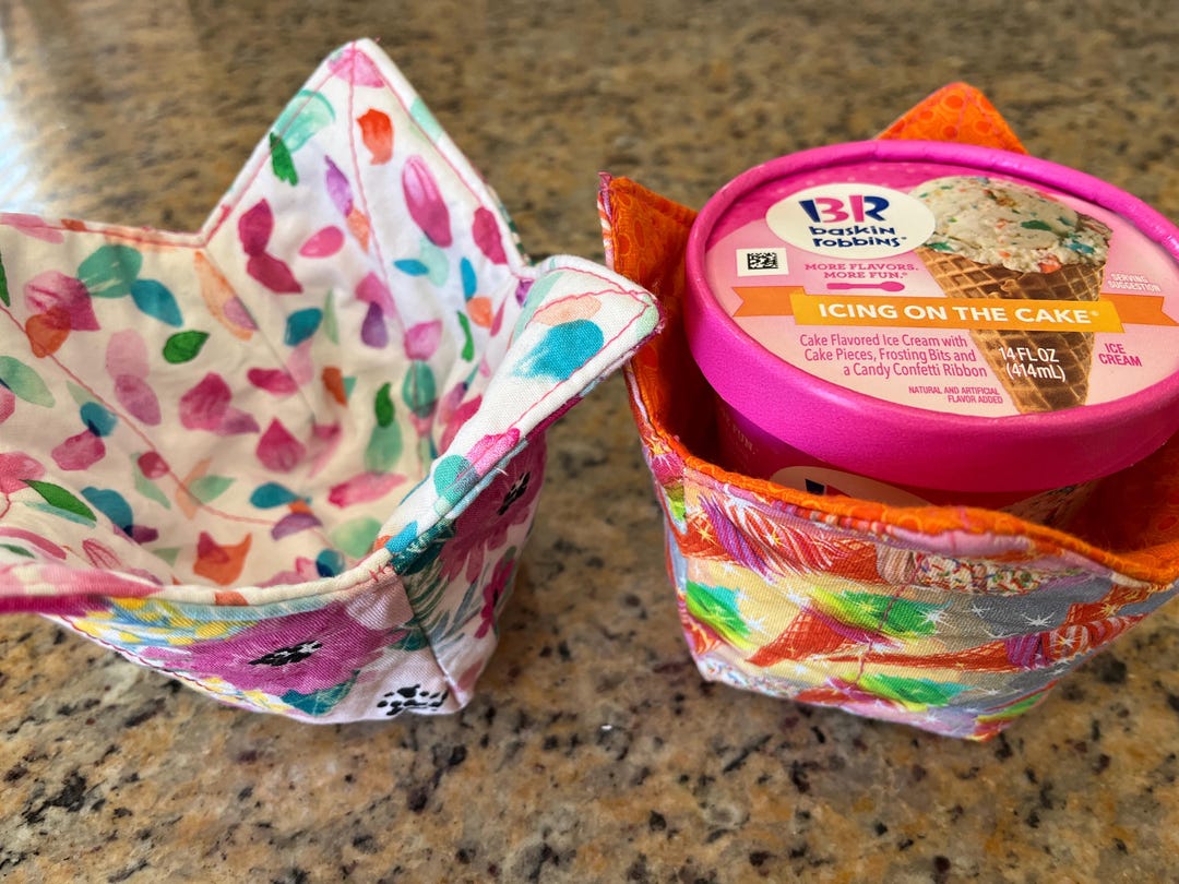 Reversible All Cotton Ice Cream Bowl Cozies Sewn by Me in 2 Beautiful ...