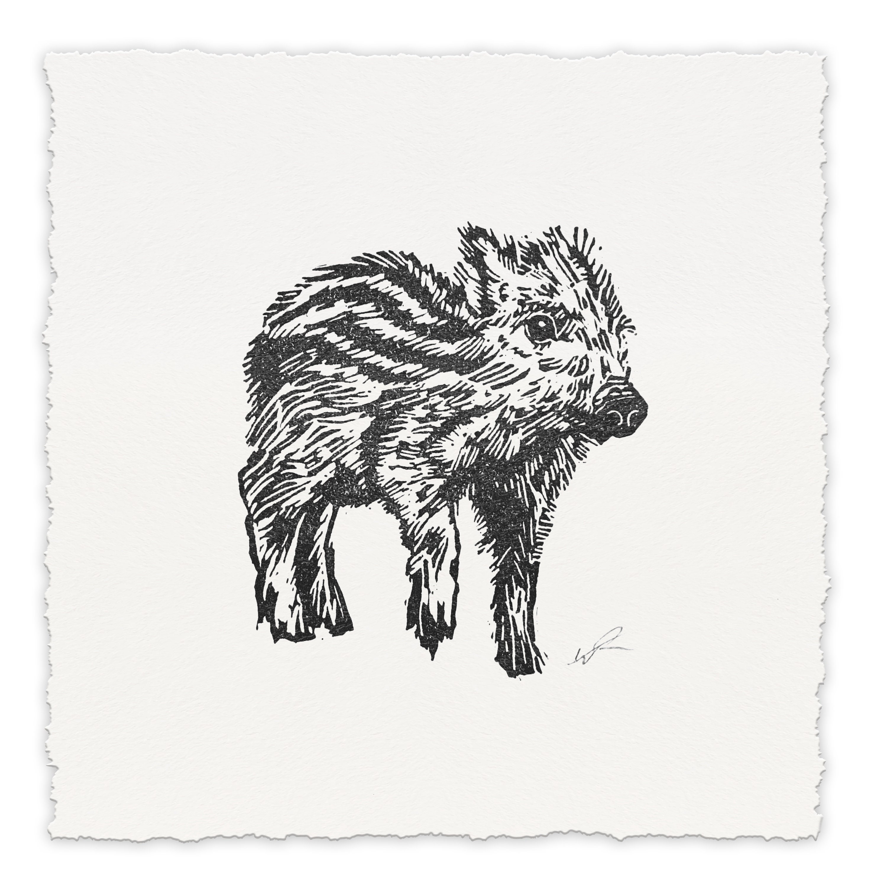 Boar - Original Handpress Linocut Print, Print by Hand, Signed, Art ...