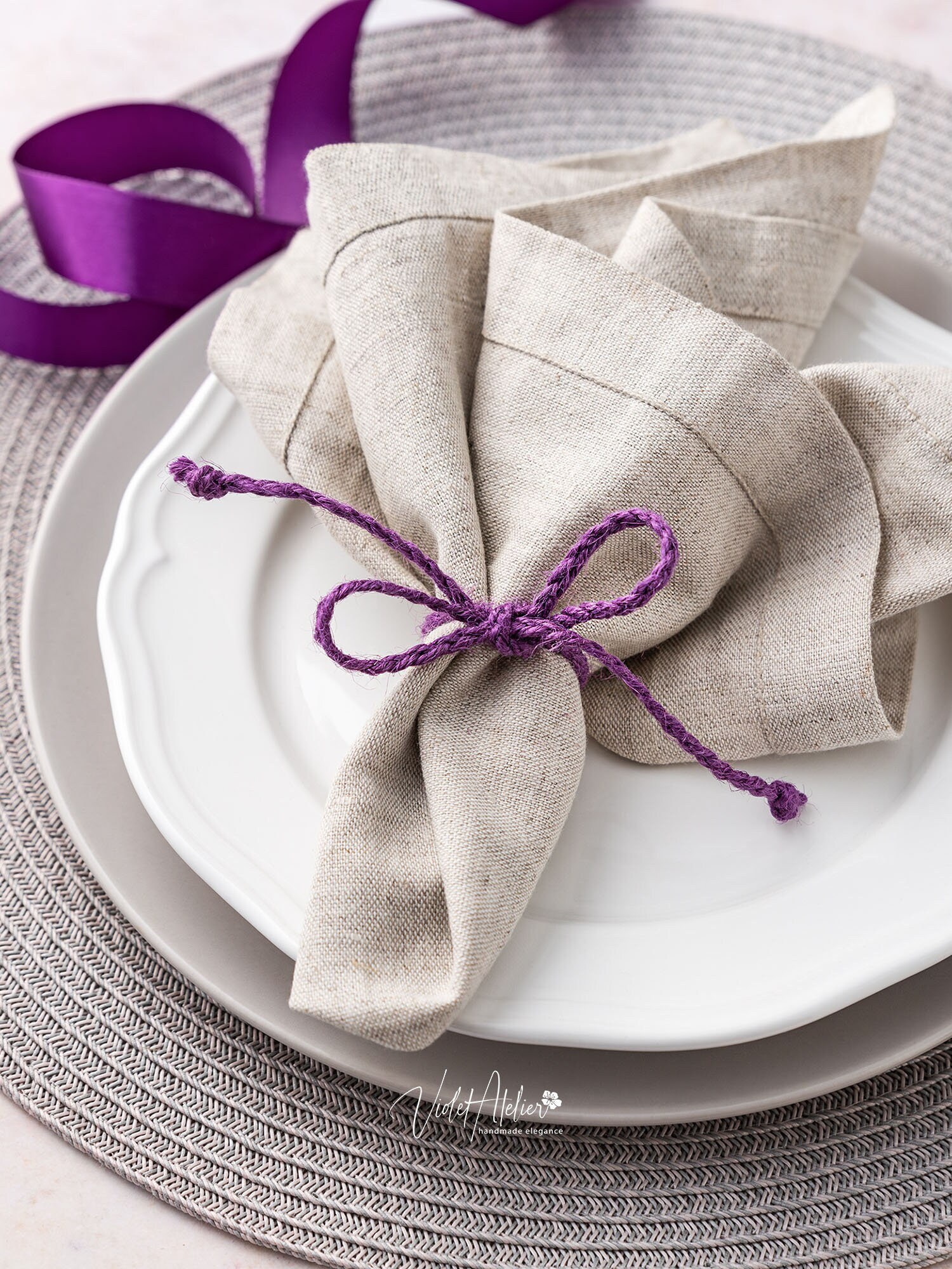 Purple Wedding Jute Napkin Ties 10-50pcs, Place Setting Decoration ...