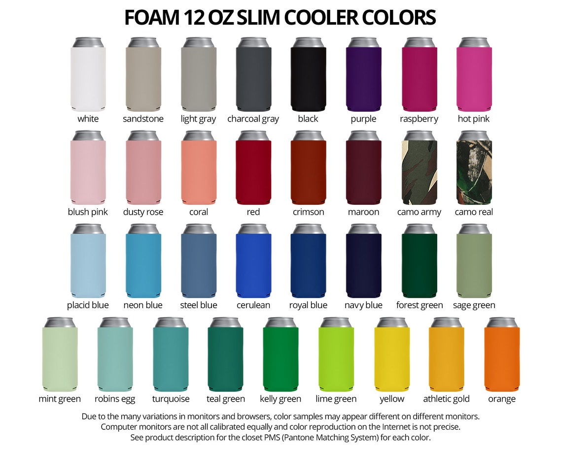 Slim Foam Can Coolers: Charcoal Gray, Seltzer & Beer, Party Favors - Etsy