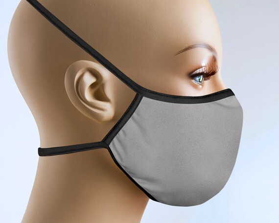 Face Mask With Filter Silver & Black Face Mask Around Head | Etsy