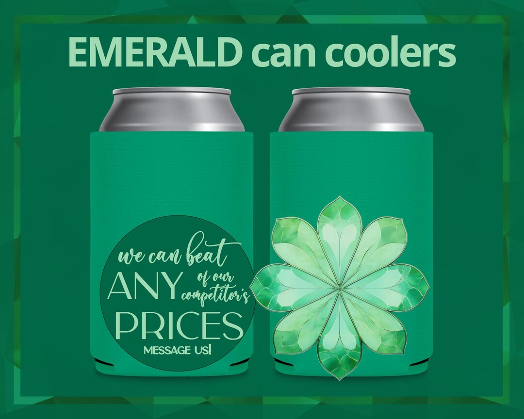 FOAM Blank Can Coolers Emerald Green Beer Holders Assorted Colors Drink ...