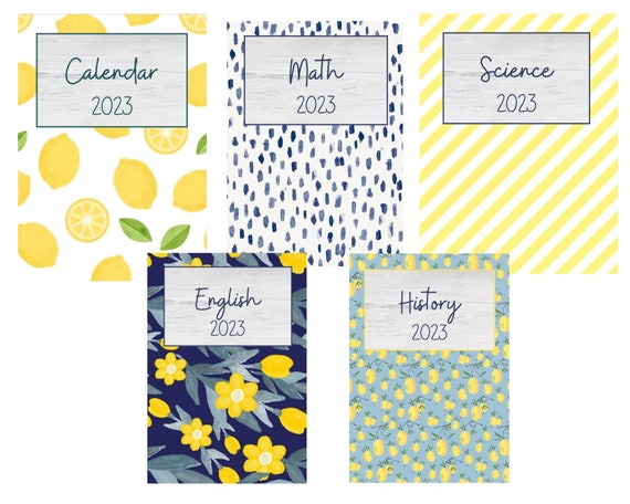 Yellow & Navy Blue Themed Binder and Spiral Covers - Etsy