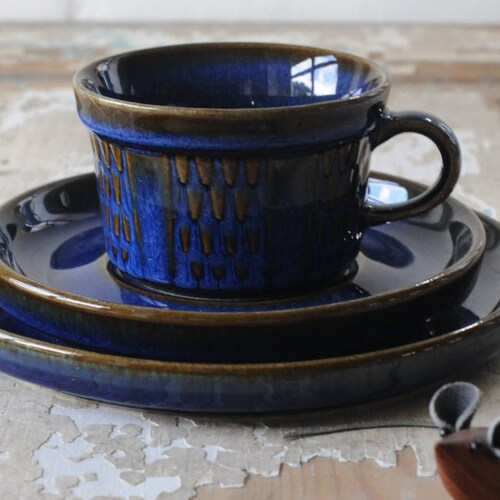 Maria Philippi for Soholm. BLUE GRANIT Cup Saucer and Plate. | Etsy