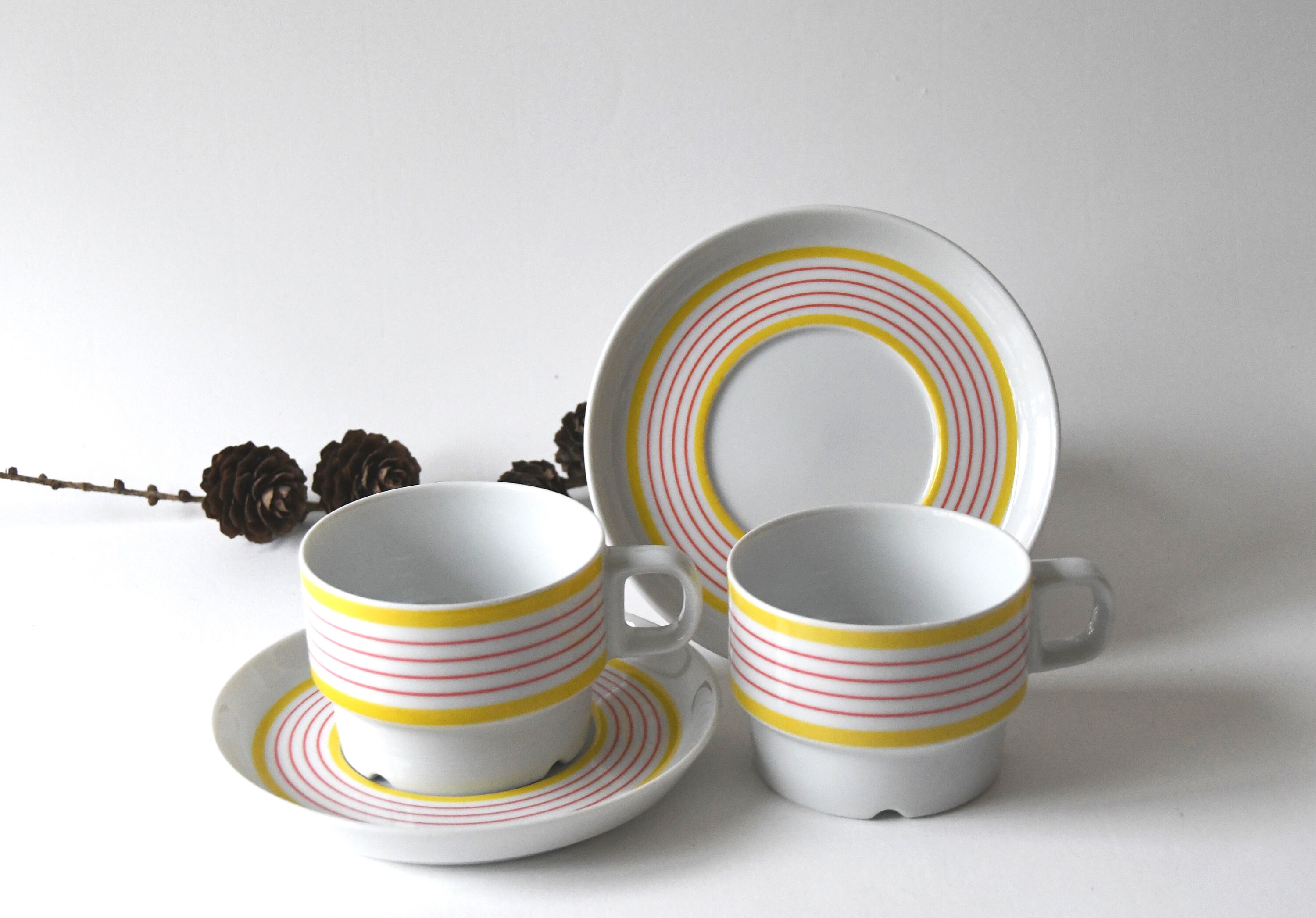 Scandinavian Modern. Two Tea Sets. Ikea Retro Stripes Tea/ Cofee Cups ...