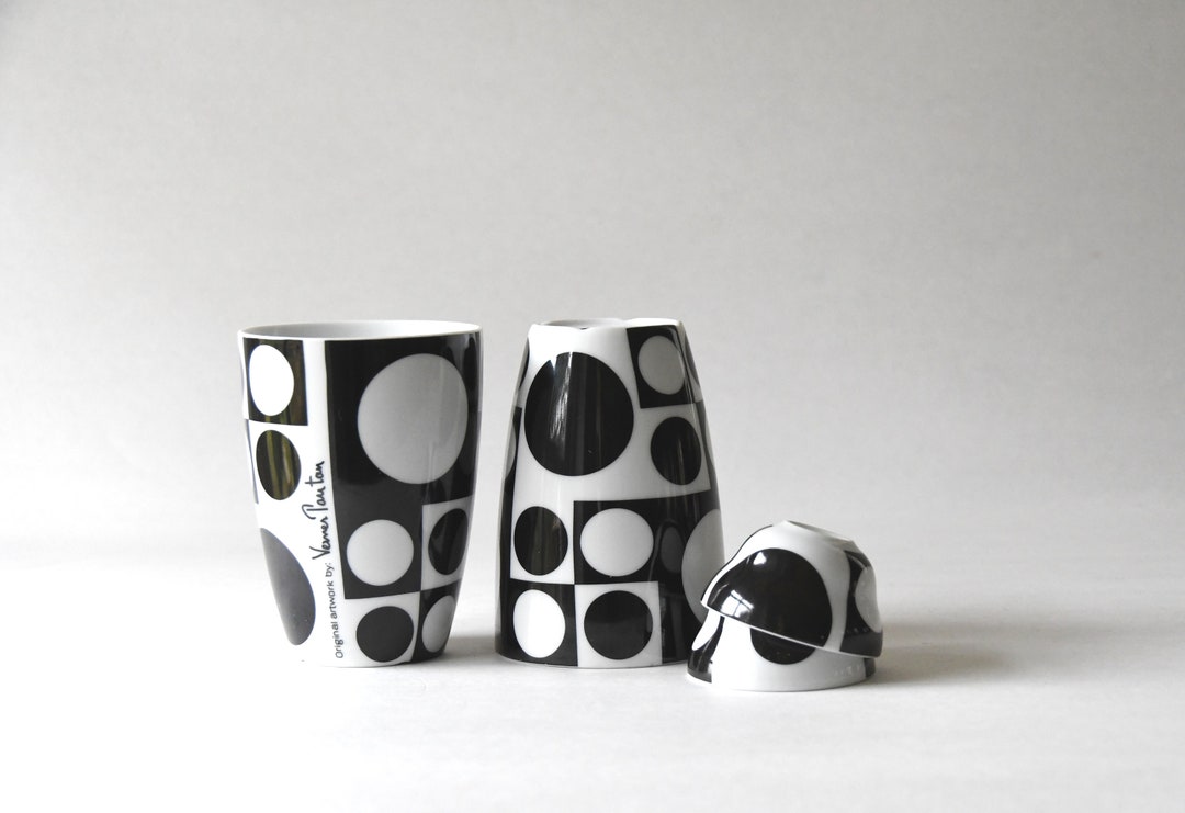 Verner Panton GEOMETRI. Thermal Mugs and Eggcups, Set of Four Danish ...