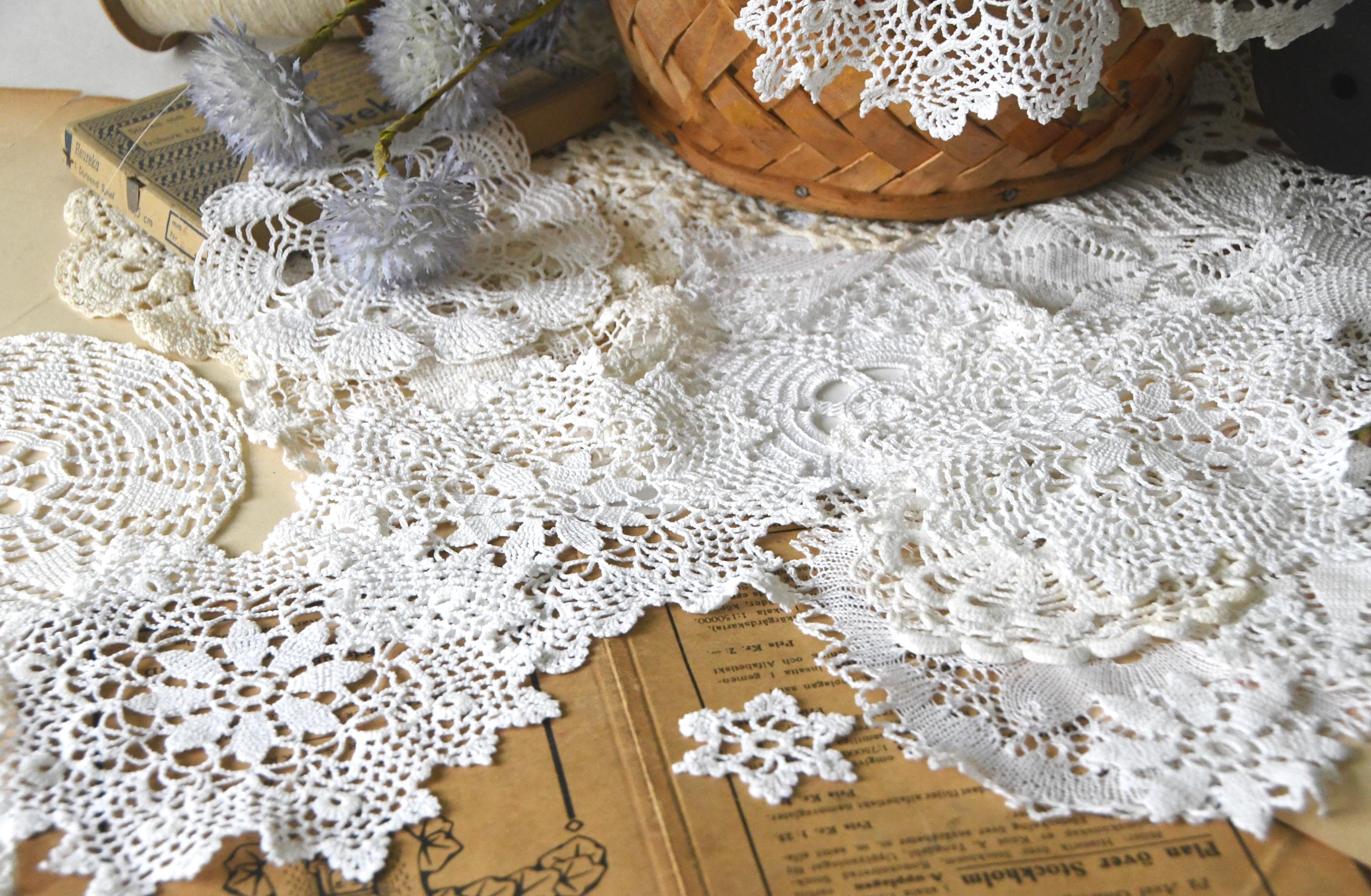 Doilies by the Dozen. Assorted Crochet Lace Snowflake Doilies X 12 ...