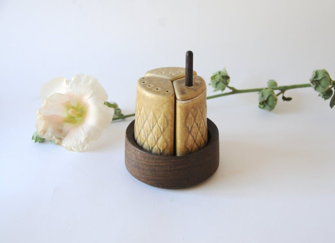 Danish Modern Cruet Set in Wengé Bowl. Quistgaard Relief. - Etsy
