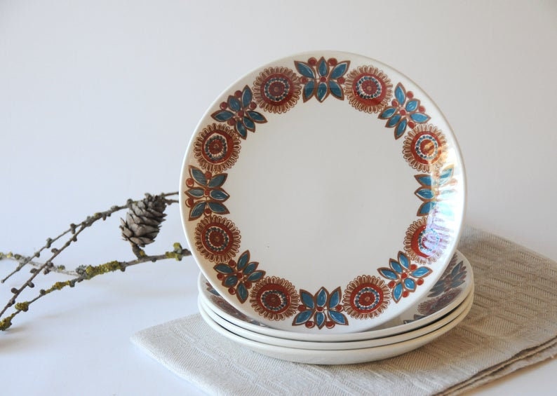 Figgjo Flint. Four Midcentury Plates. ASTRID Cake Plates by | Etsy