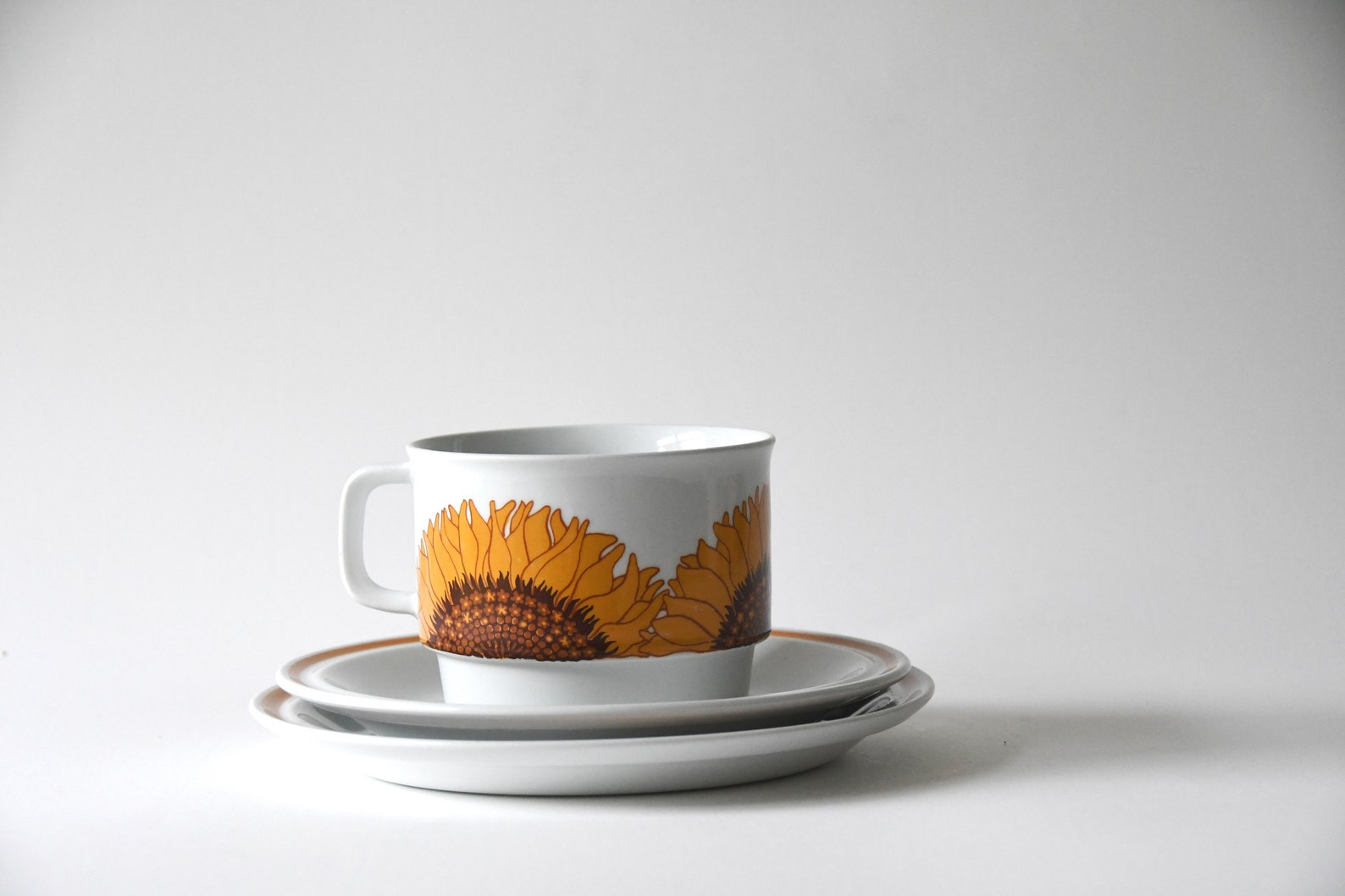 Egersund Norway Tea Trio. Sunflower Decor KORULEN. Cup Saucer and Plate ...