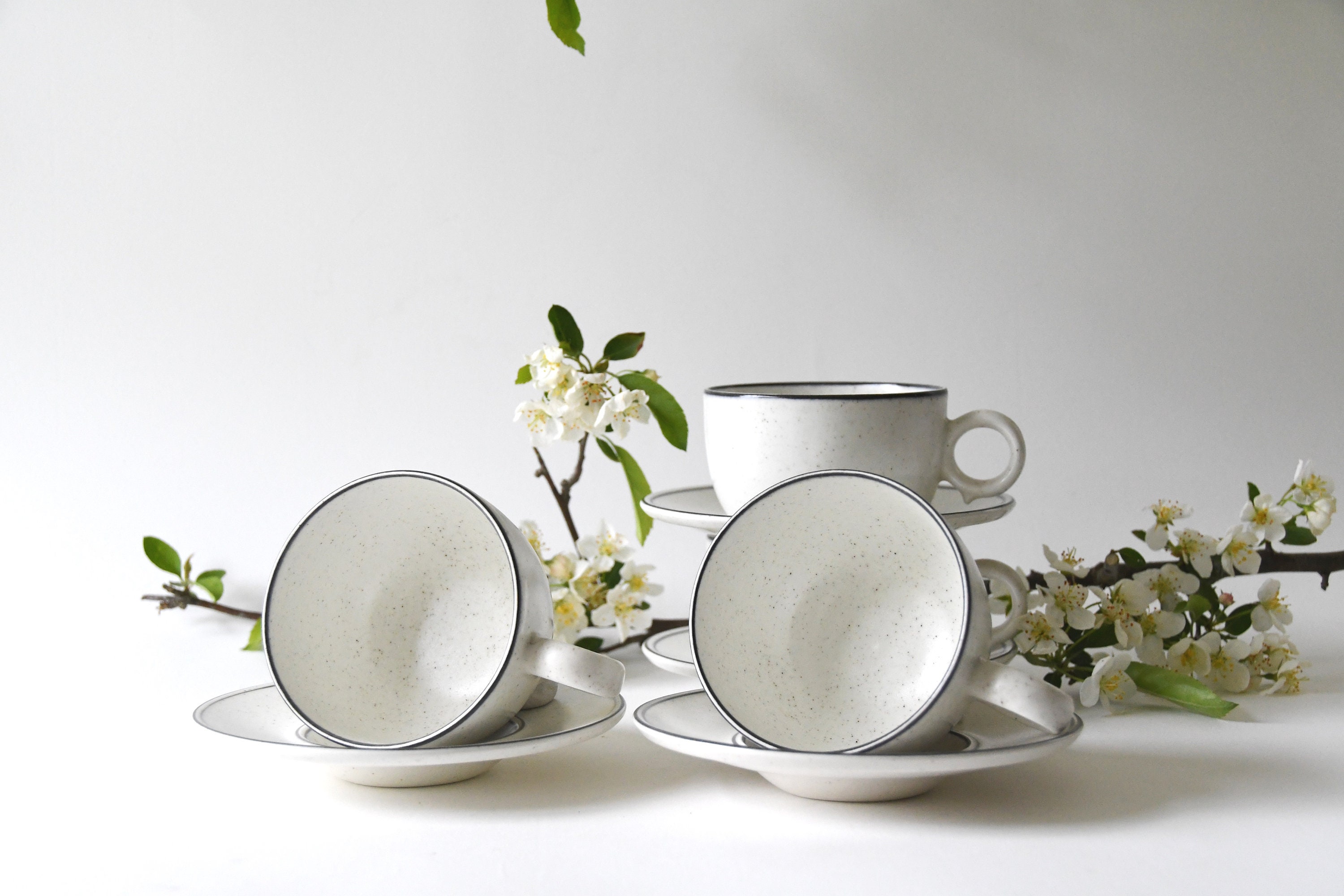 Stig Lindberg. 4 BIRKA Coffee Cups and Saucers. Collectible Tableware ...