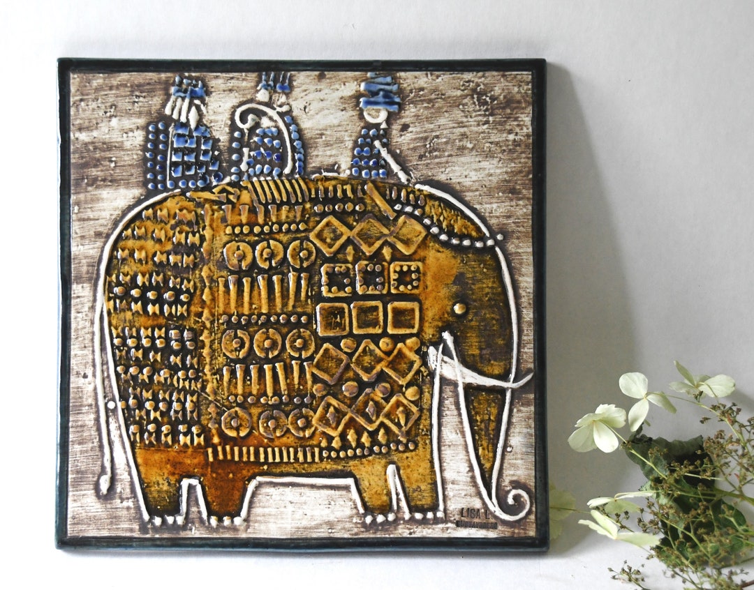 Beautiful Lisa Larson ELEPHANT Tile. Wall Plaque Gustavsberg Sweden. Swedish Mid-century Modern ...