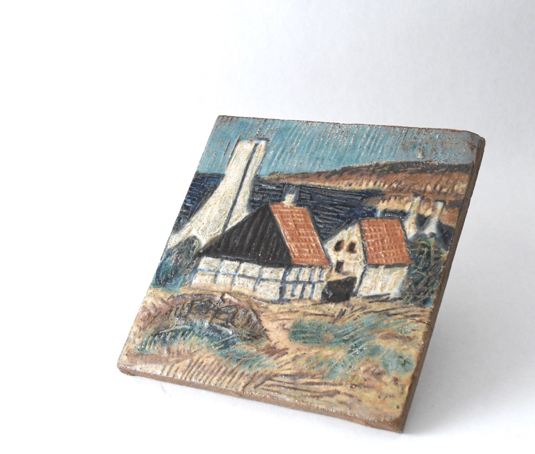 Nis Stougaard Wall Tile. Danish Art Ceramic Polychrome Glazed Stoneware ...