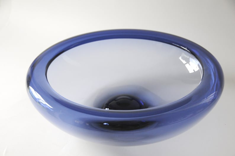 Holmegaard Blue Glass Bowl ARNE / Provence. by Danish Glass Artist per ...
