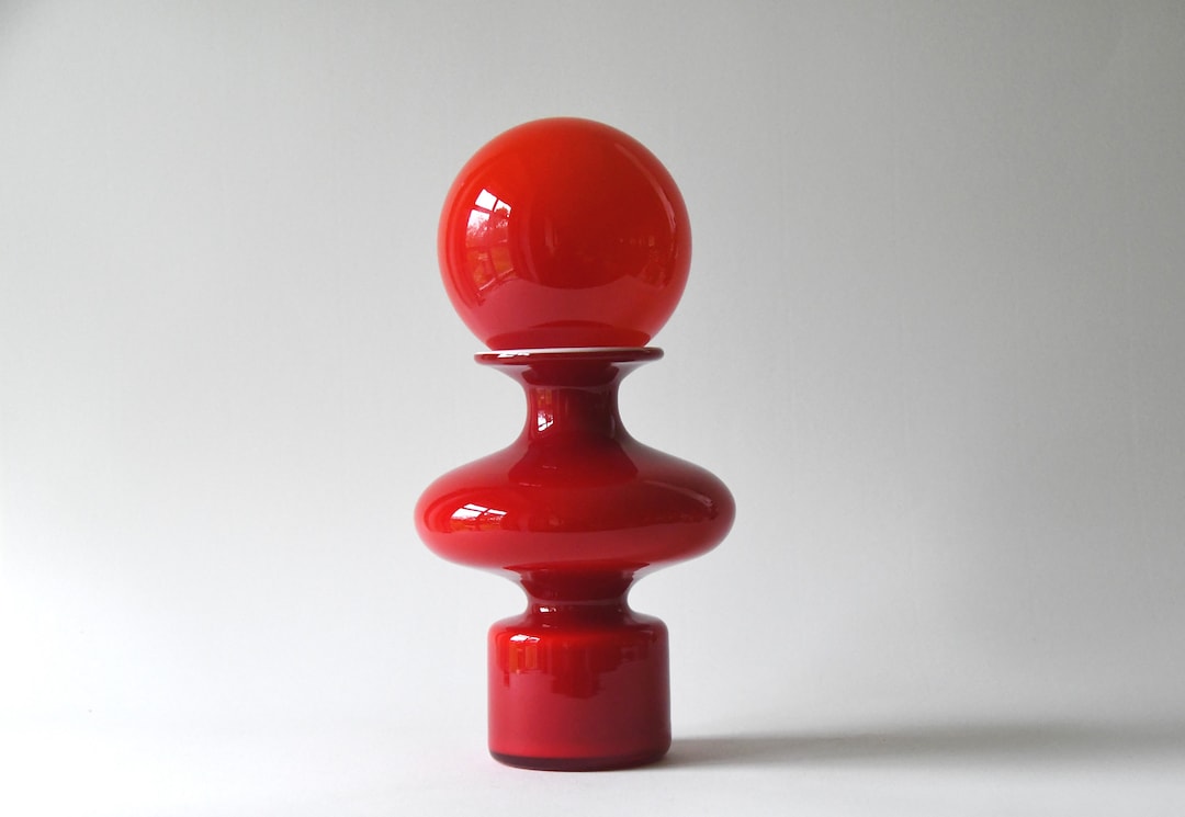 Holmegaard Denmark Red PALET / Carnaby Vase With Ball, Lutken. 1960s ...