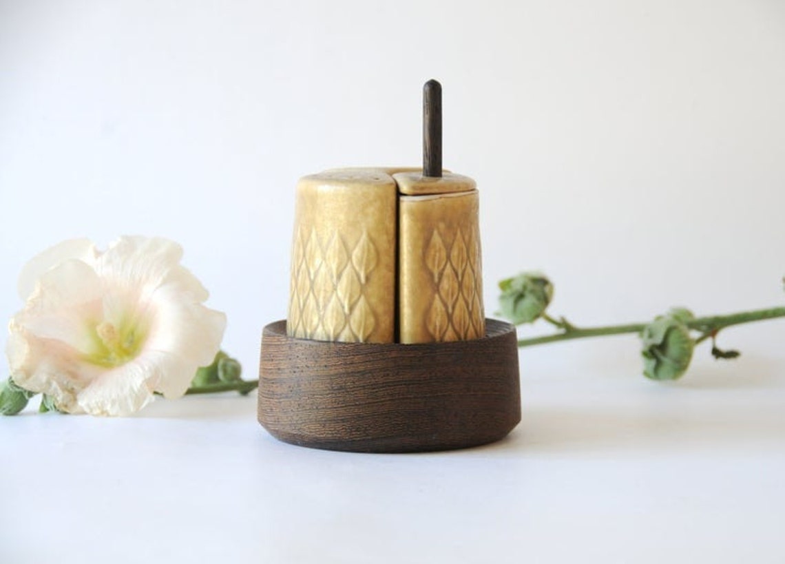 Danish Modern Cruet Set in Wengé Bowl. Quistgaard Relief. - Etsy