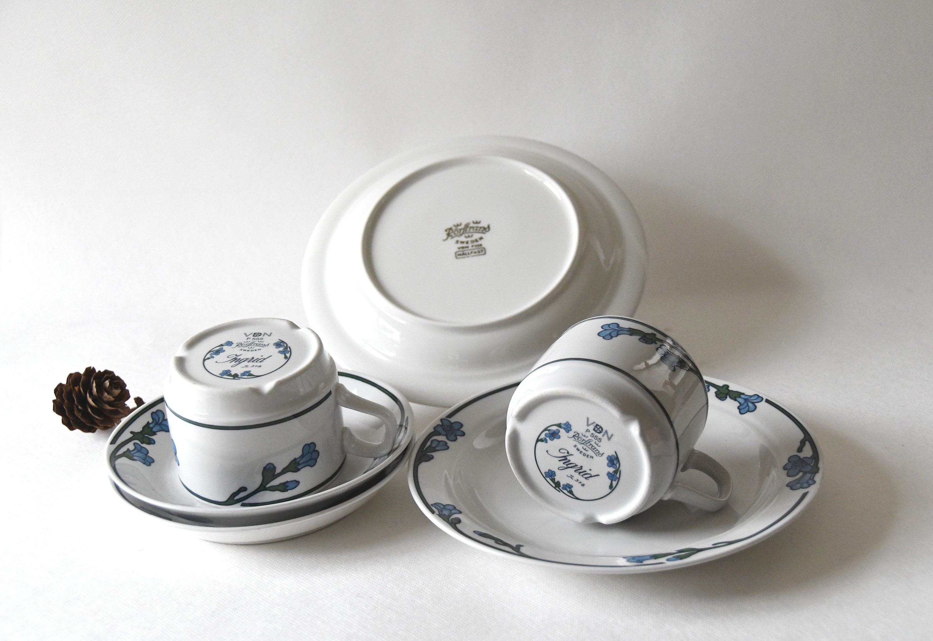 Rorstrand Ingrid. Pair Coffee Trio Sets. Design by Jackie | Etsy