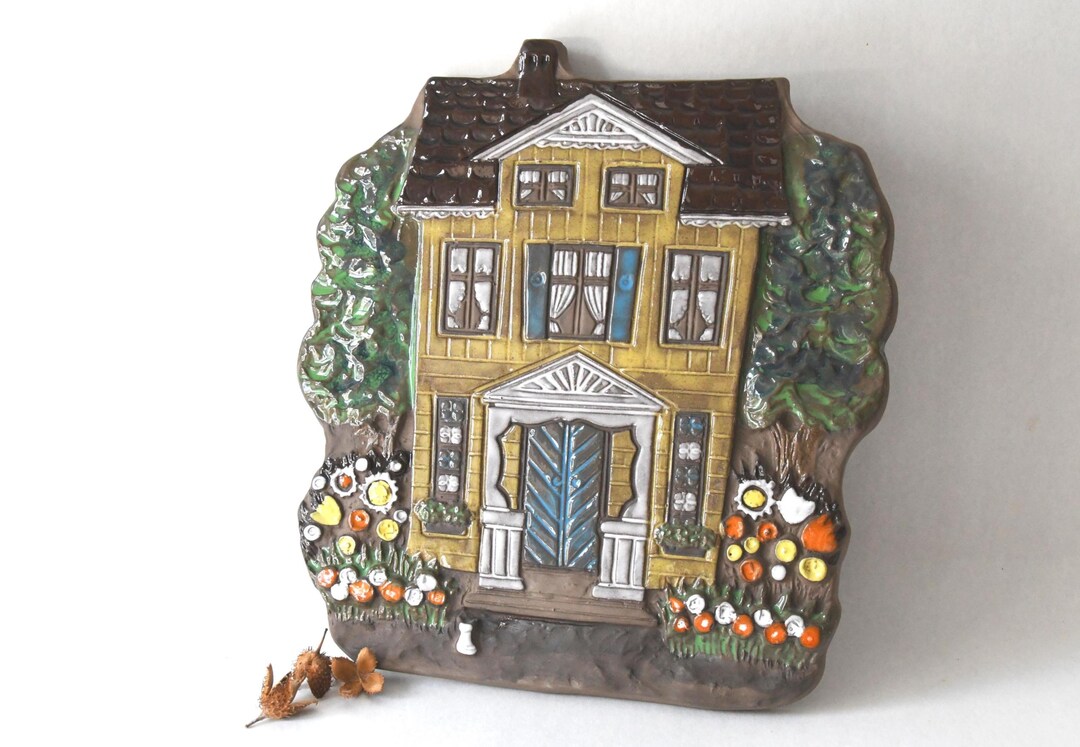 Wall Plaque. Large Ceramic House Wall Tile. Nina Ihren for Jie Gantofta ...