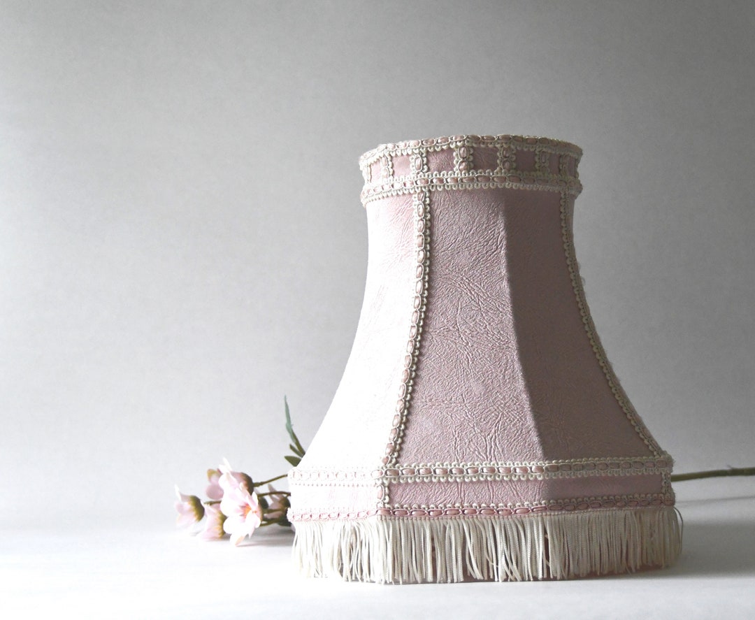 Parisian Boudoir Lampshade. 1950s Pastel Pink Clip on Vintage Lamp ...