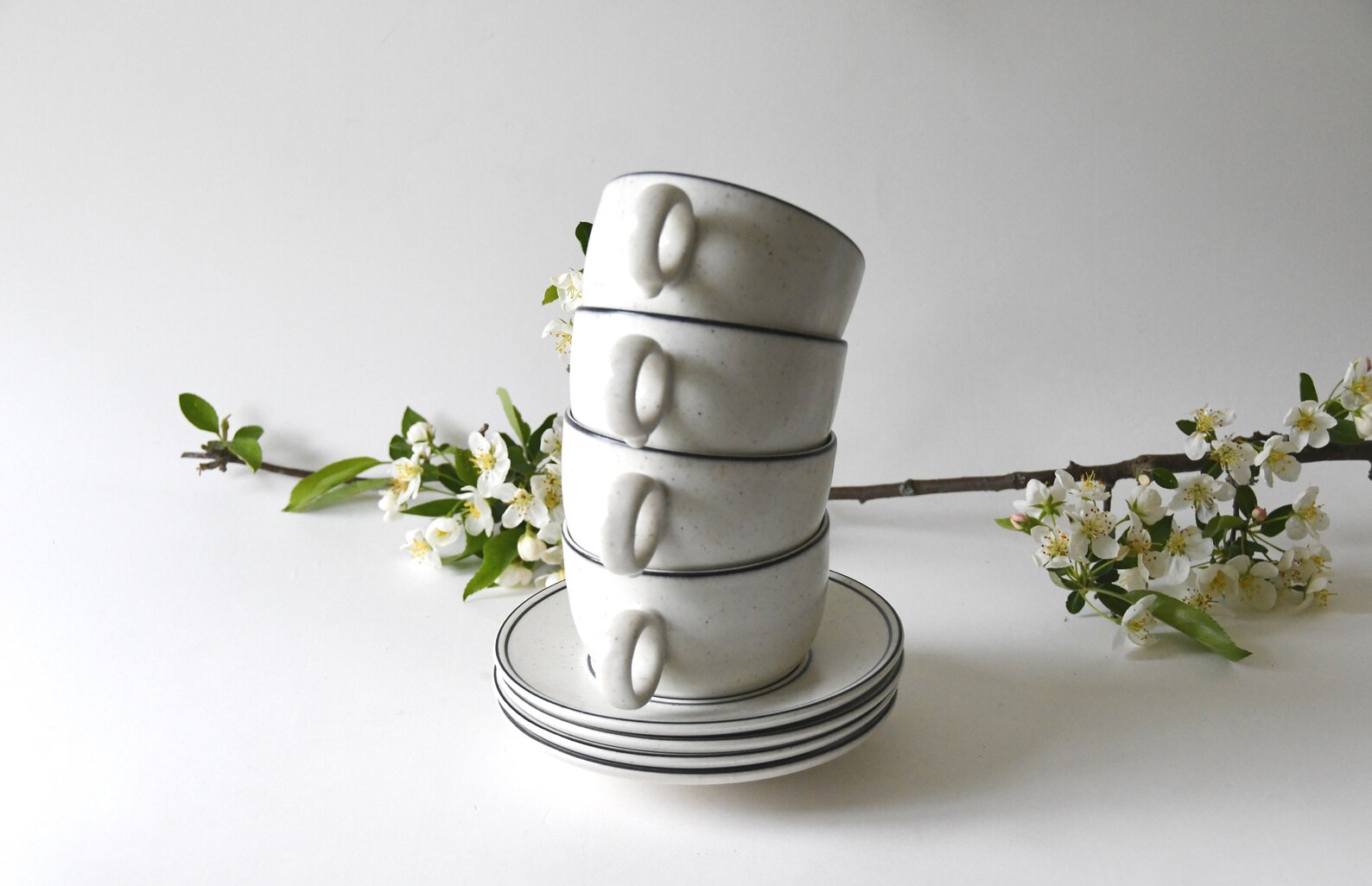 Stig Lindberg. 4 BIRKA Coffee Cups and Saucers. Collectible Tableware ...