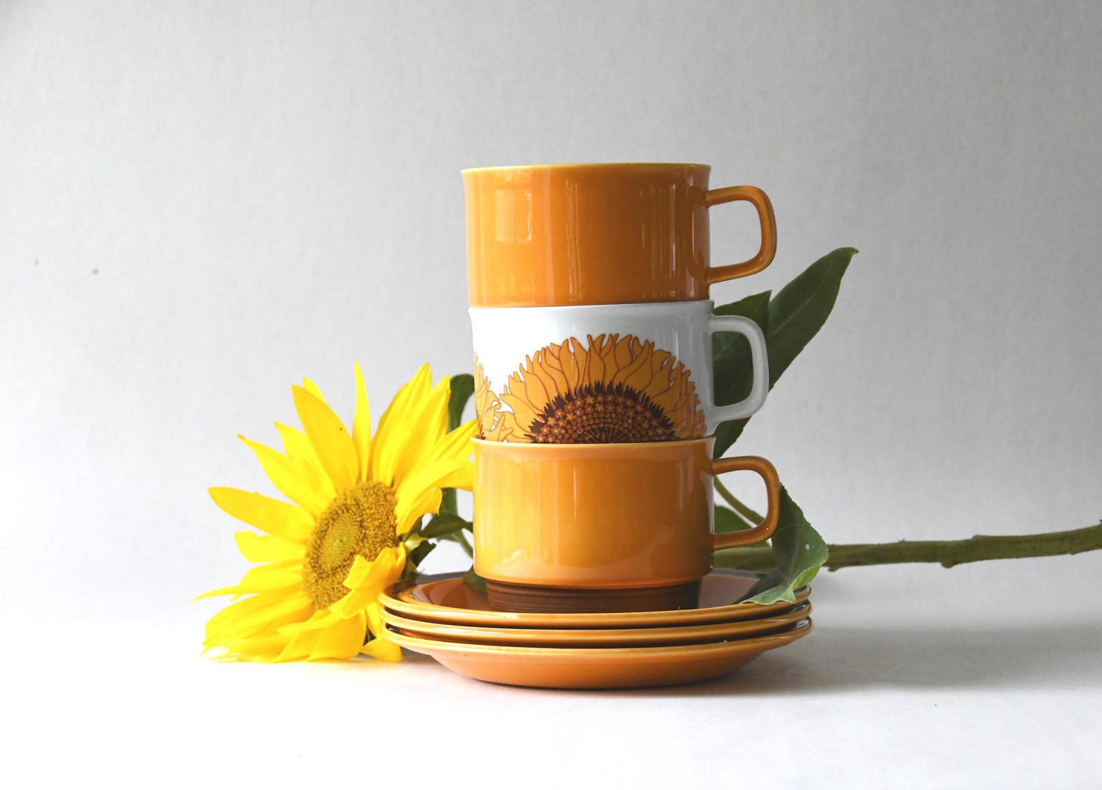 Egersund Norway Tea Trio. Sunflower Decor KORULEN. Cup Saucer and Plate ...