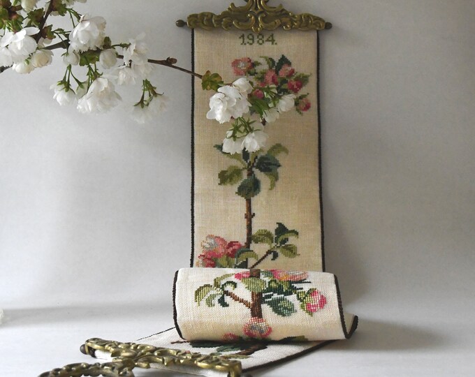 Wall Hanging. Cross Stitch Embroidery Bell Pull With Appelblossom ...