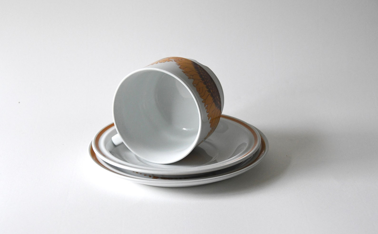 Egersund Norway Tea Trio. Sunflower Decor KORULEN. Cup Saucer and Plate ...