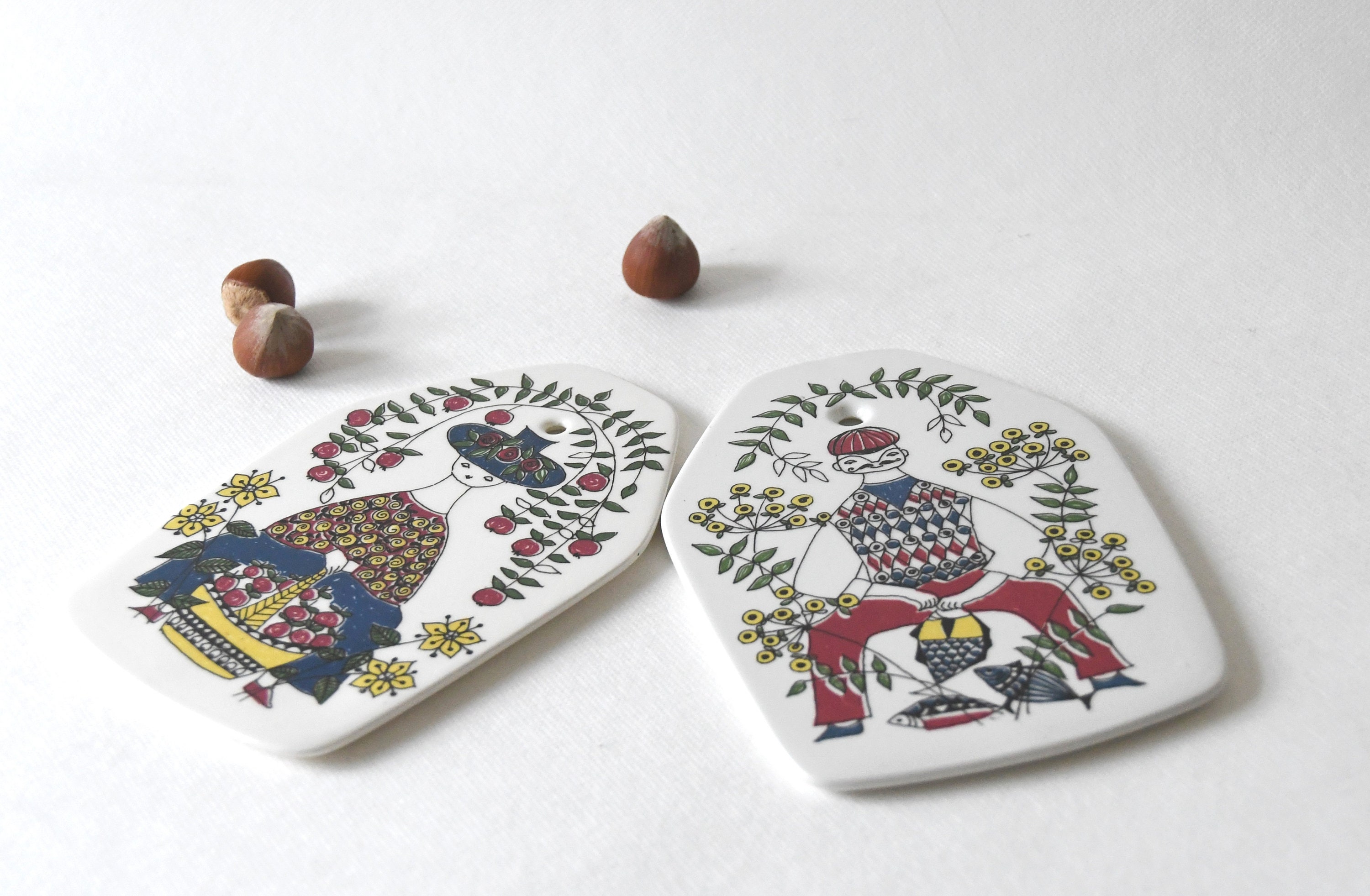 Figgjo TURI Trivets by Turi Gramstad Oliver. Stavangerflint Norway. Two ...