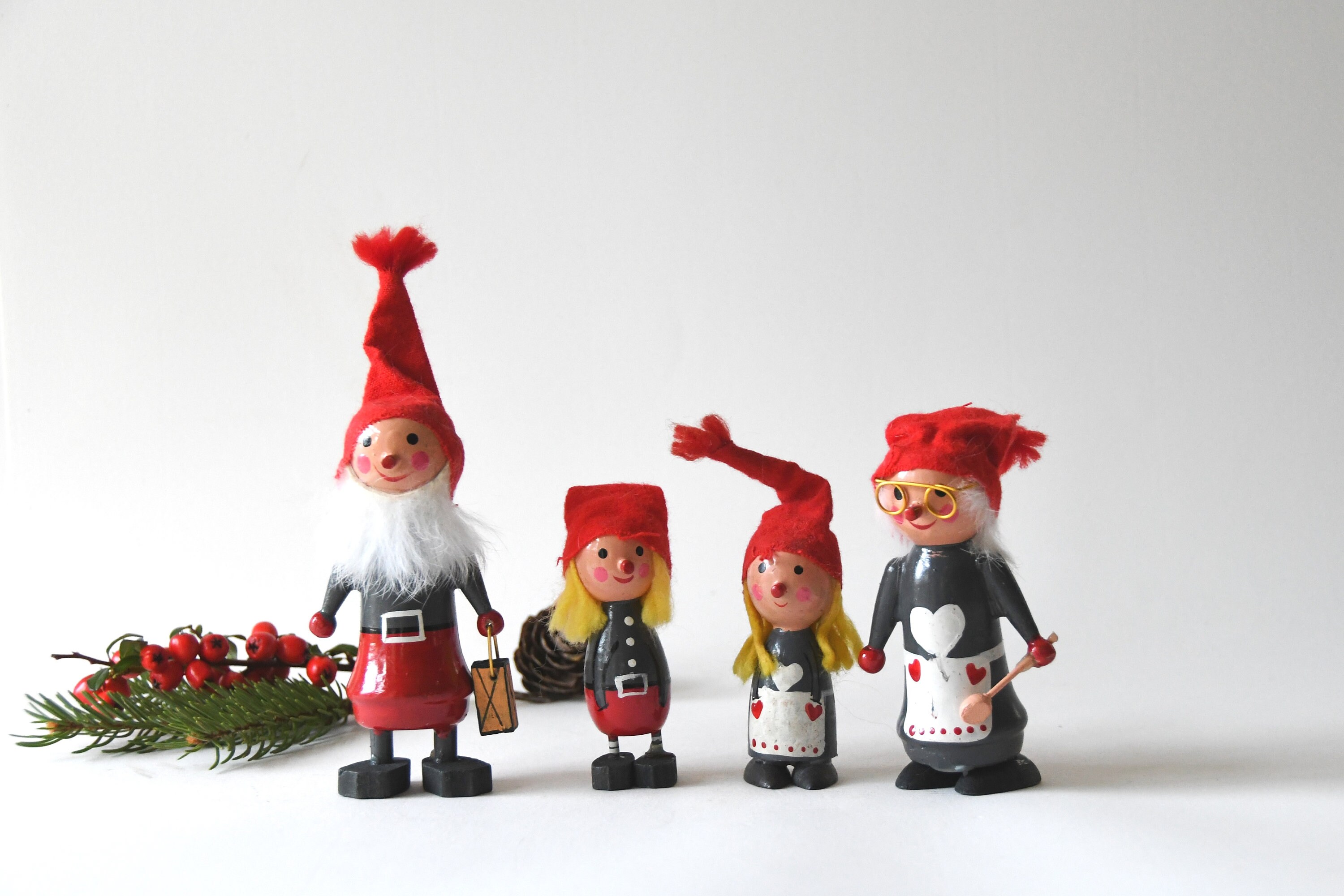 Danish Christmas Decor. Four Gnome Figurines. Scandinavian | Etsy