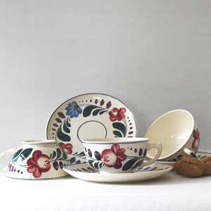 3 X Teacups and Saucers. Rustica From Sarreguemines Pottery. French ...