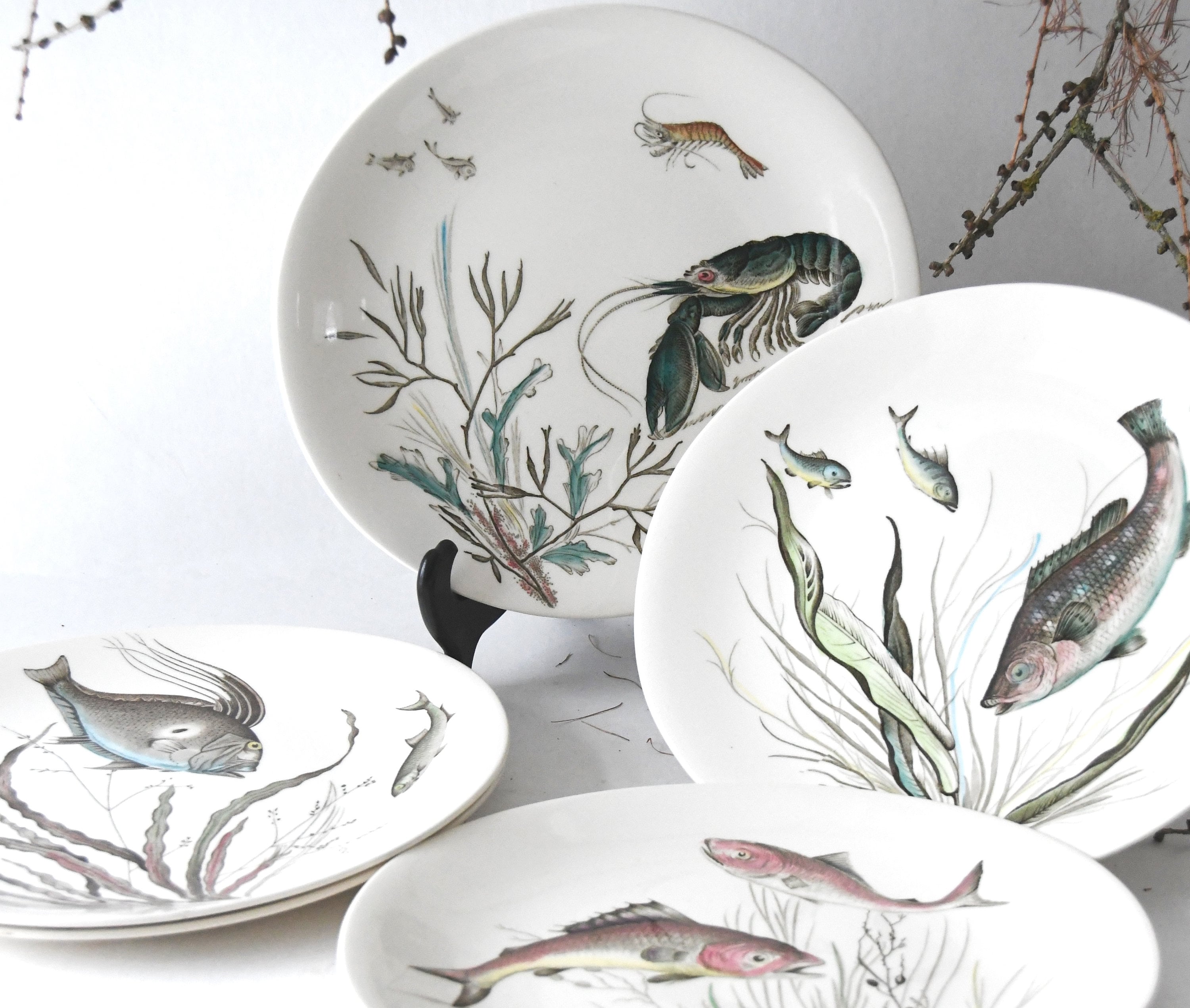 Fish Plates, Johnson Brothers England. Oval Shape. Design No 1 - 7 ...