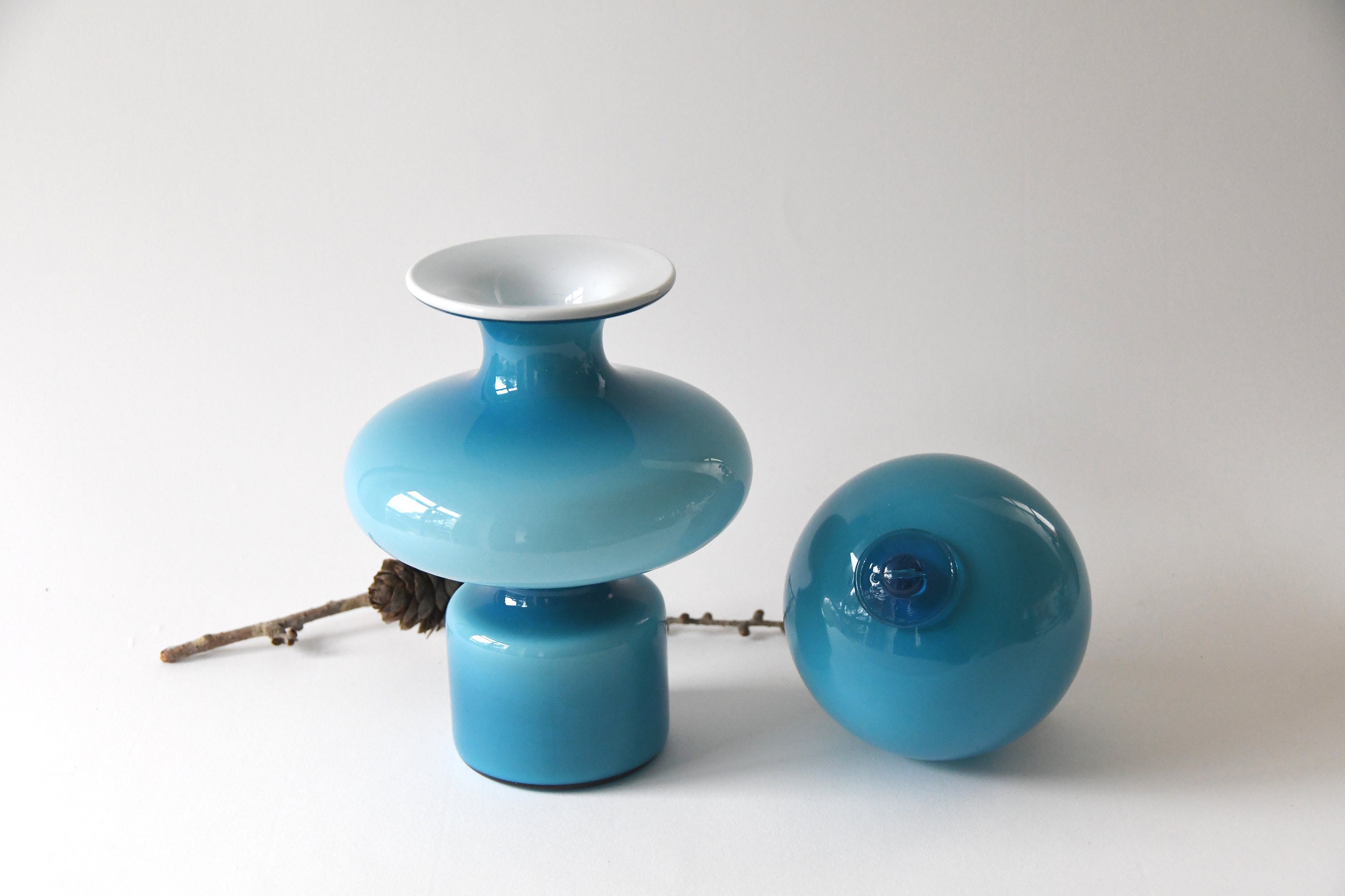 Holmegaard Denmark. Blue Palet / Carnaby Vase With Ball. Danish Design ...