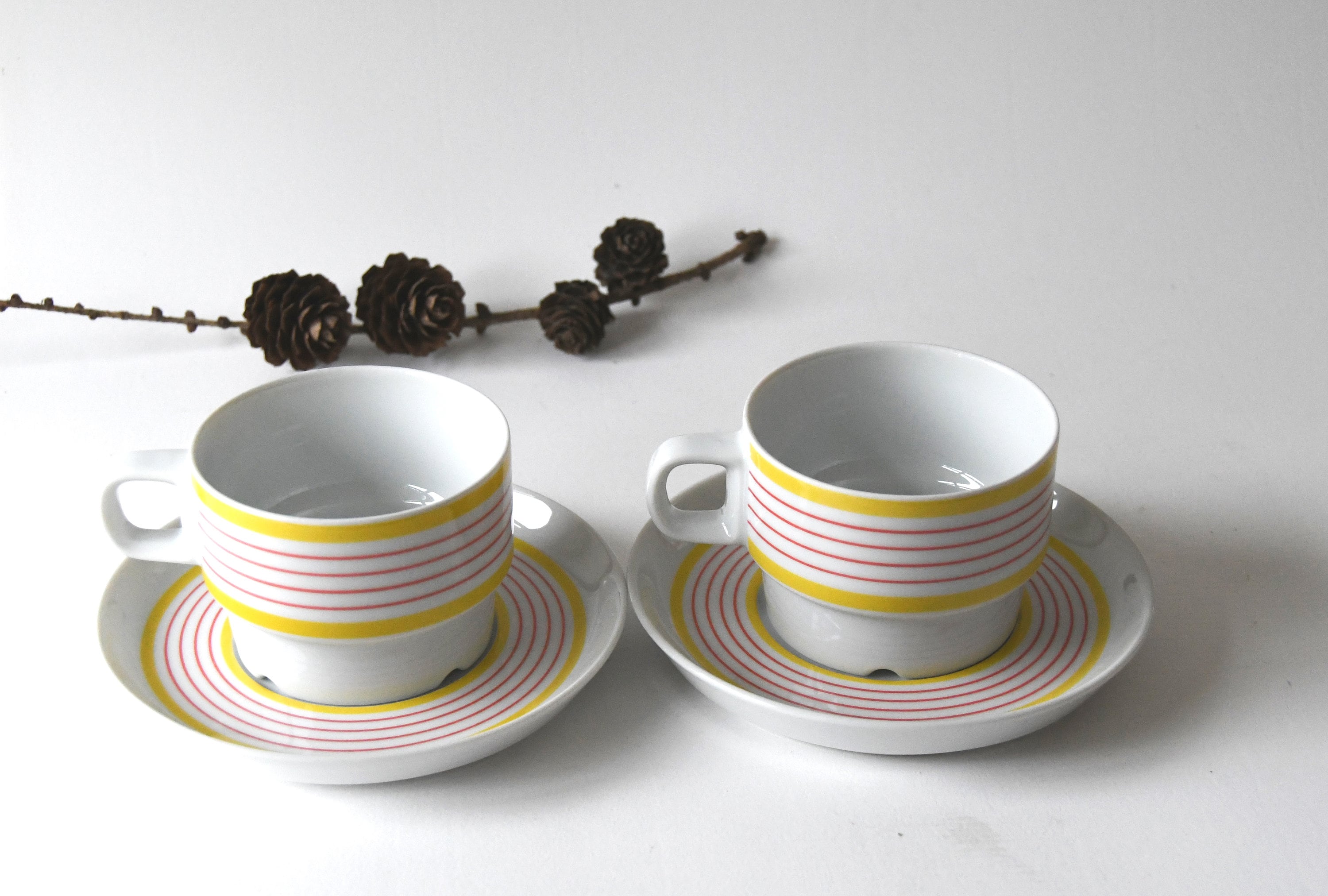 Scandinavian Modern. Two Tea Sets. Ikea Retro Stripes Tea/ Cofee Cups ...