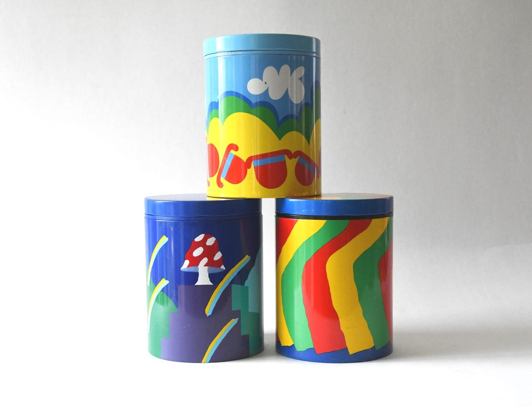 Danish IRMA Tin Modern Coffee Canister, Contemporary Art Illustrations ...