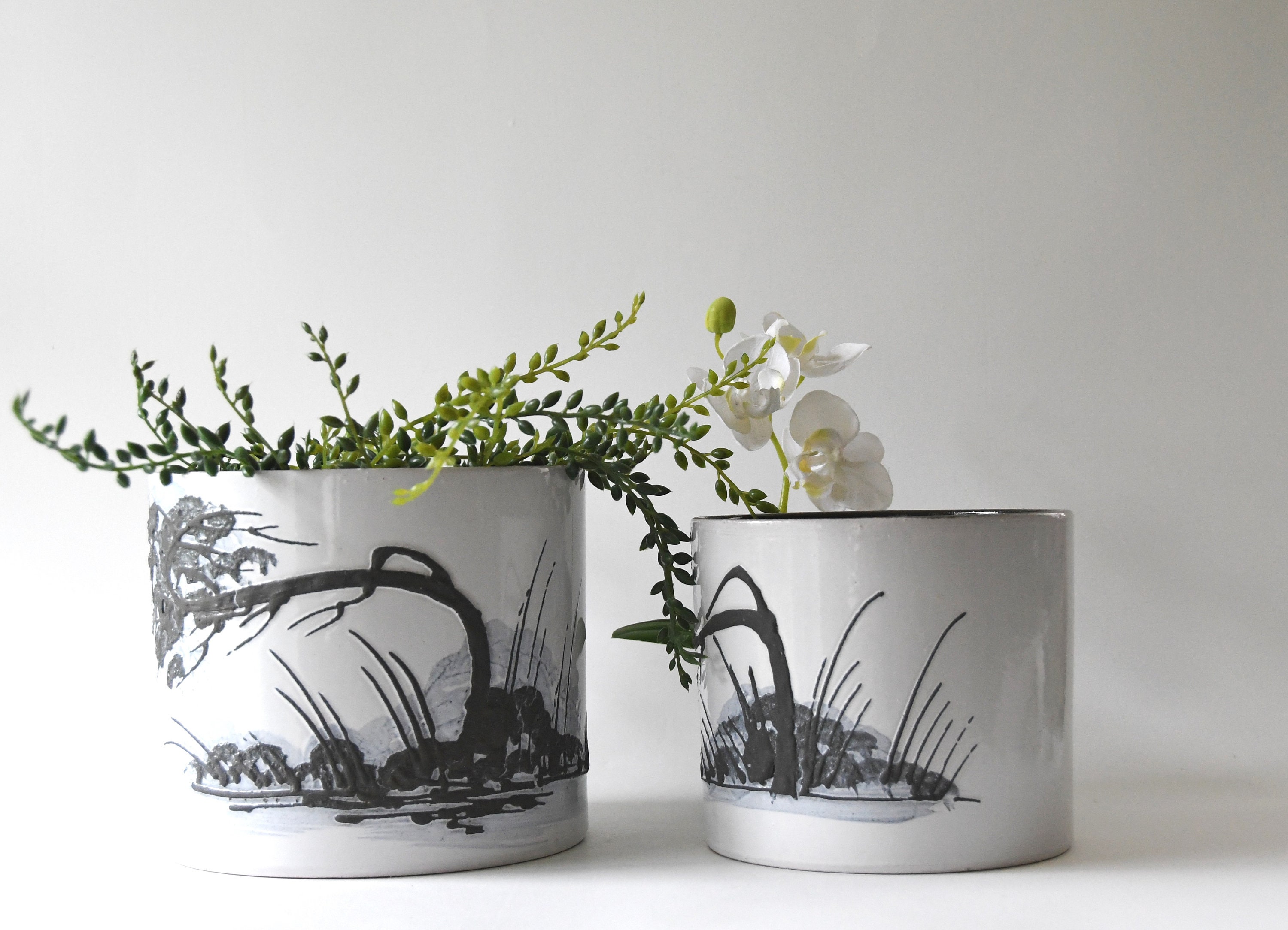 German Pottery Modernist Plant pots Vintage Decor West germany Marei ...