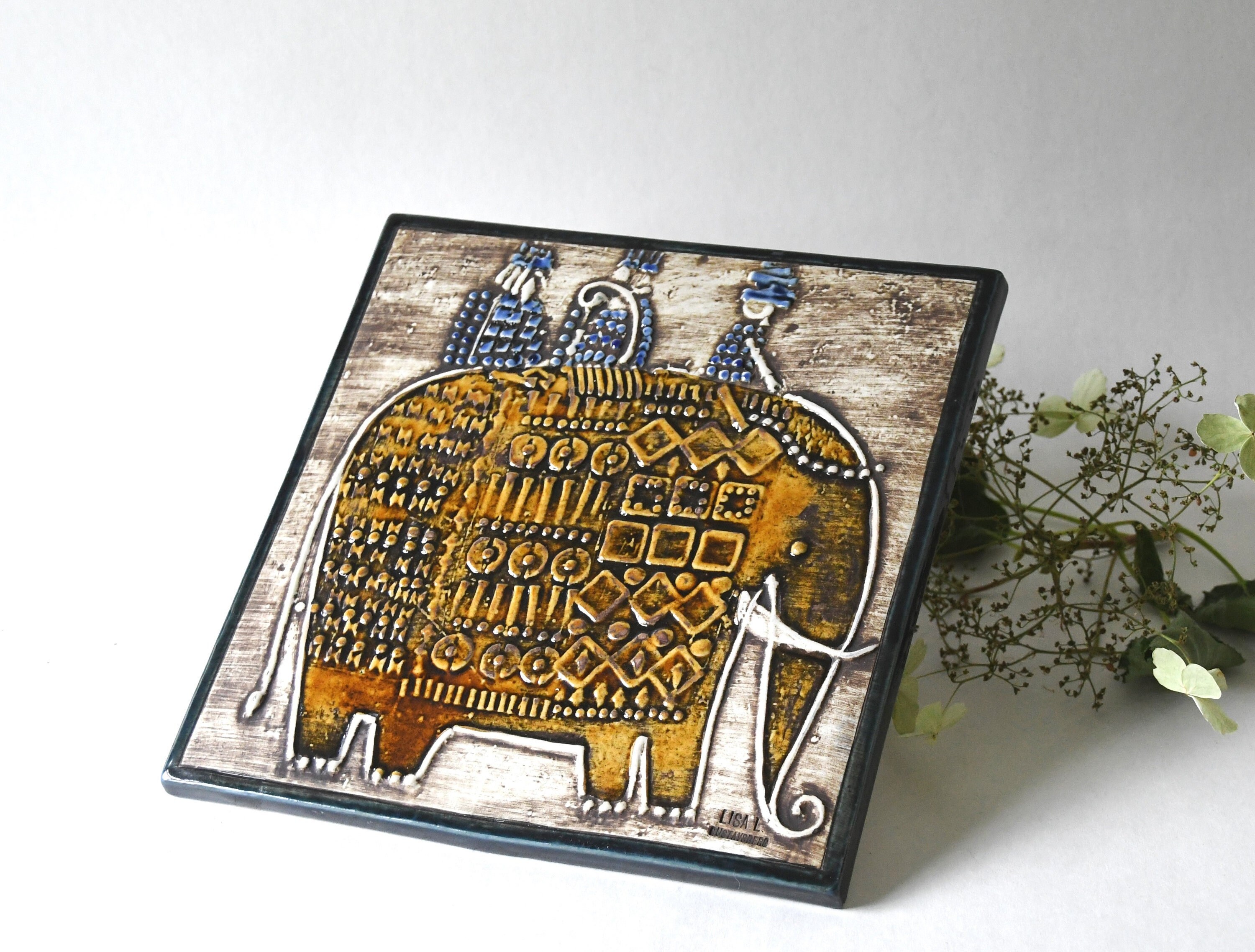 Beautiful Lisa Larson ELEPHANT Tile. Wall Plaque Gustavsberg - Etsy