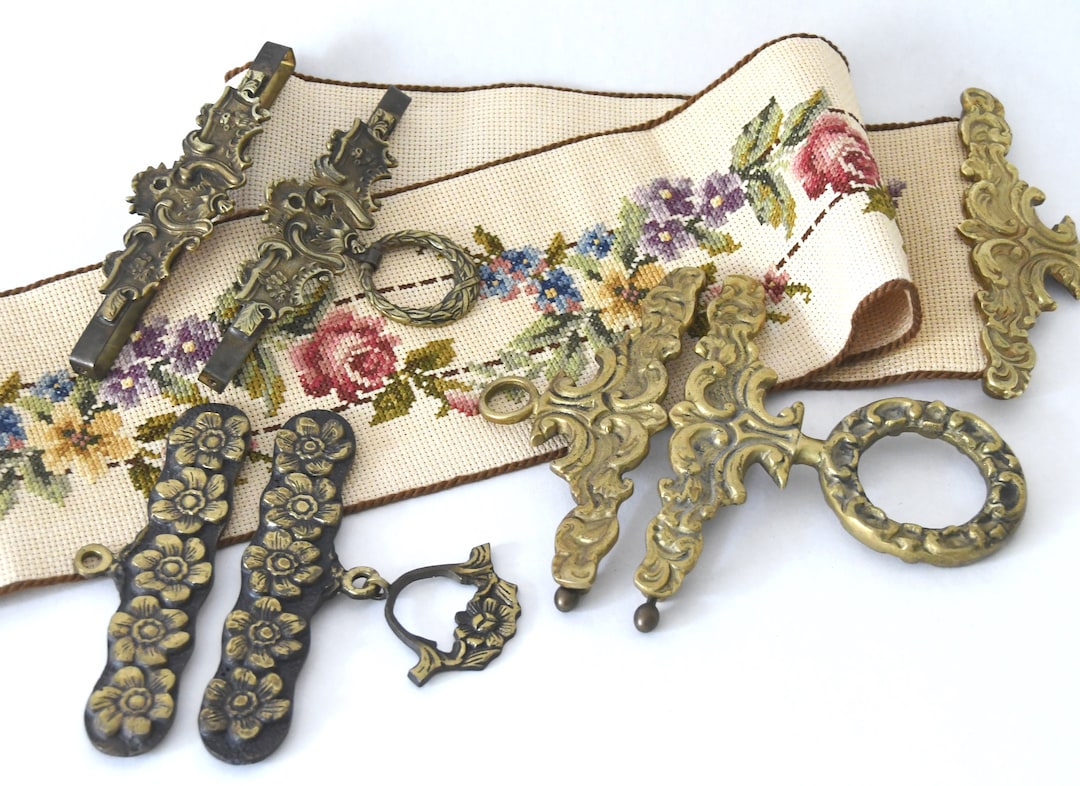 Embroidery Hangers. 6" Bell Pull Hardware Bar for Tapestry. Ornate ...
