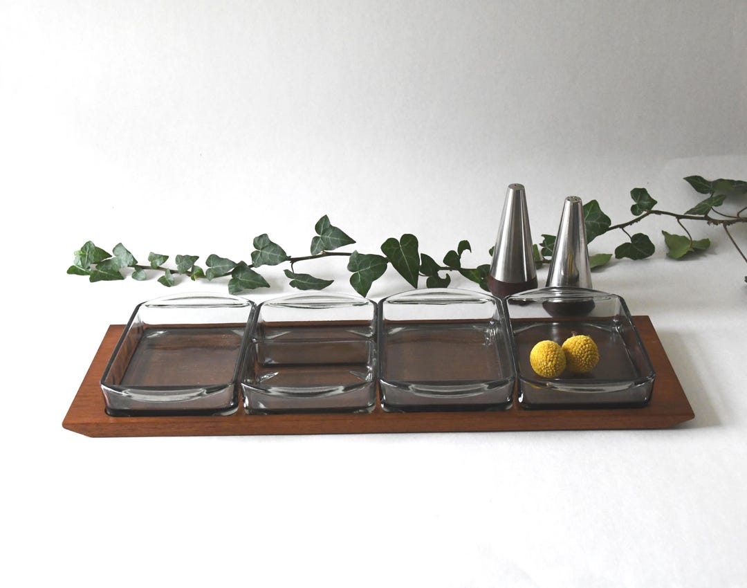 Danish Teak Serving Tray With Salt & Pepper. Rosewood by Lone Sachs ...