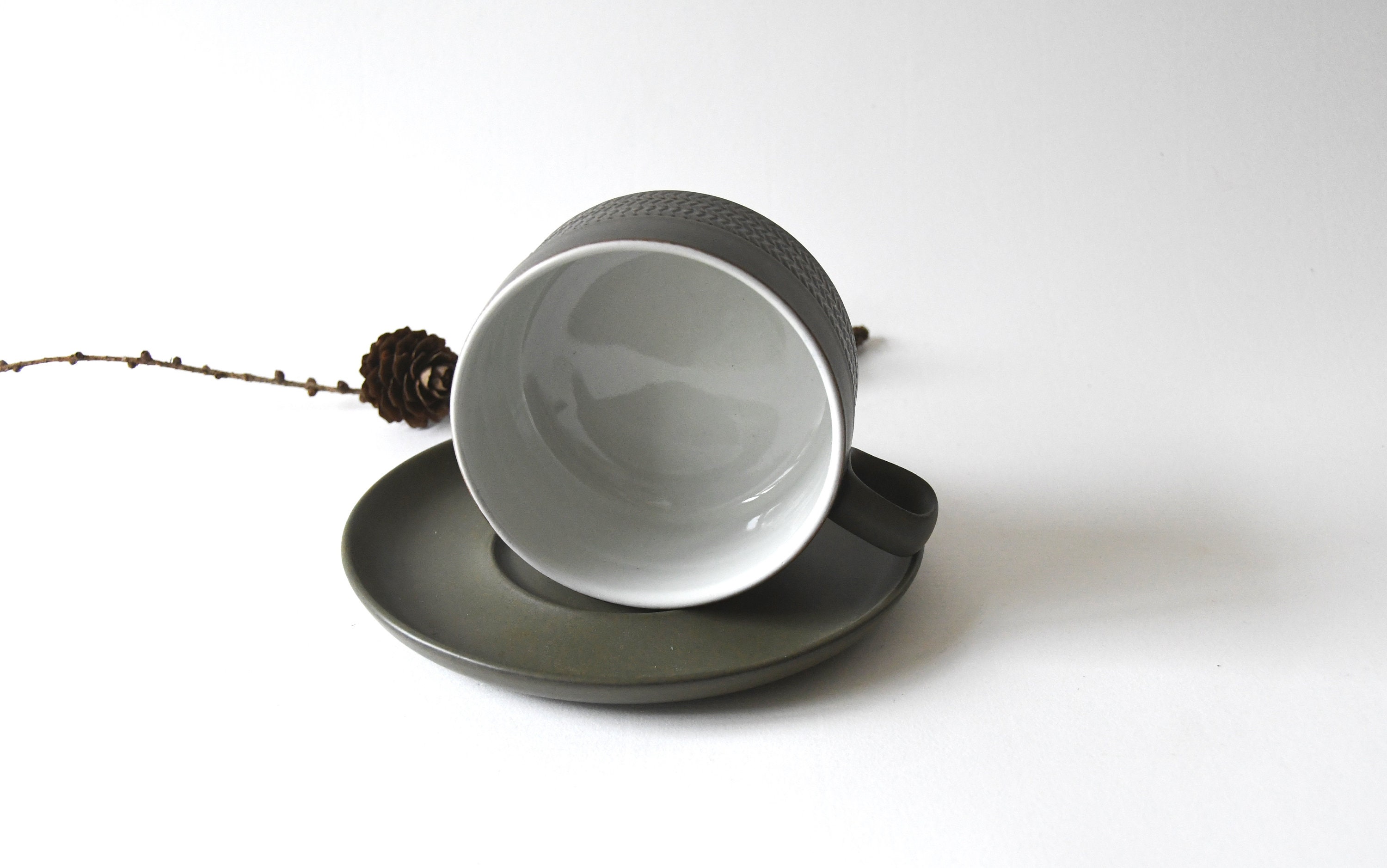 Denby Tea Cup and Saucer. CHEVRON /CAMELOT by Gill Pemberton - Etsy