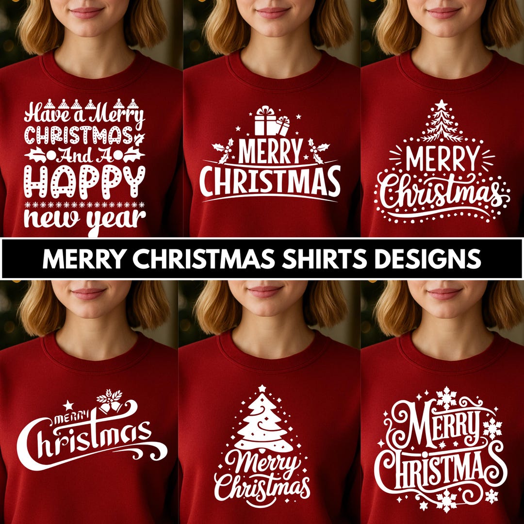 Merry Christmas Text SVG Bundle, Holiday Designs (digital Download) - Etsy