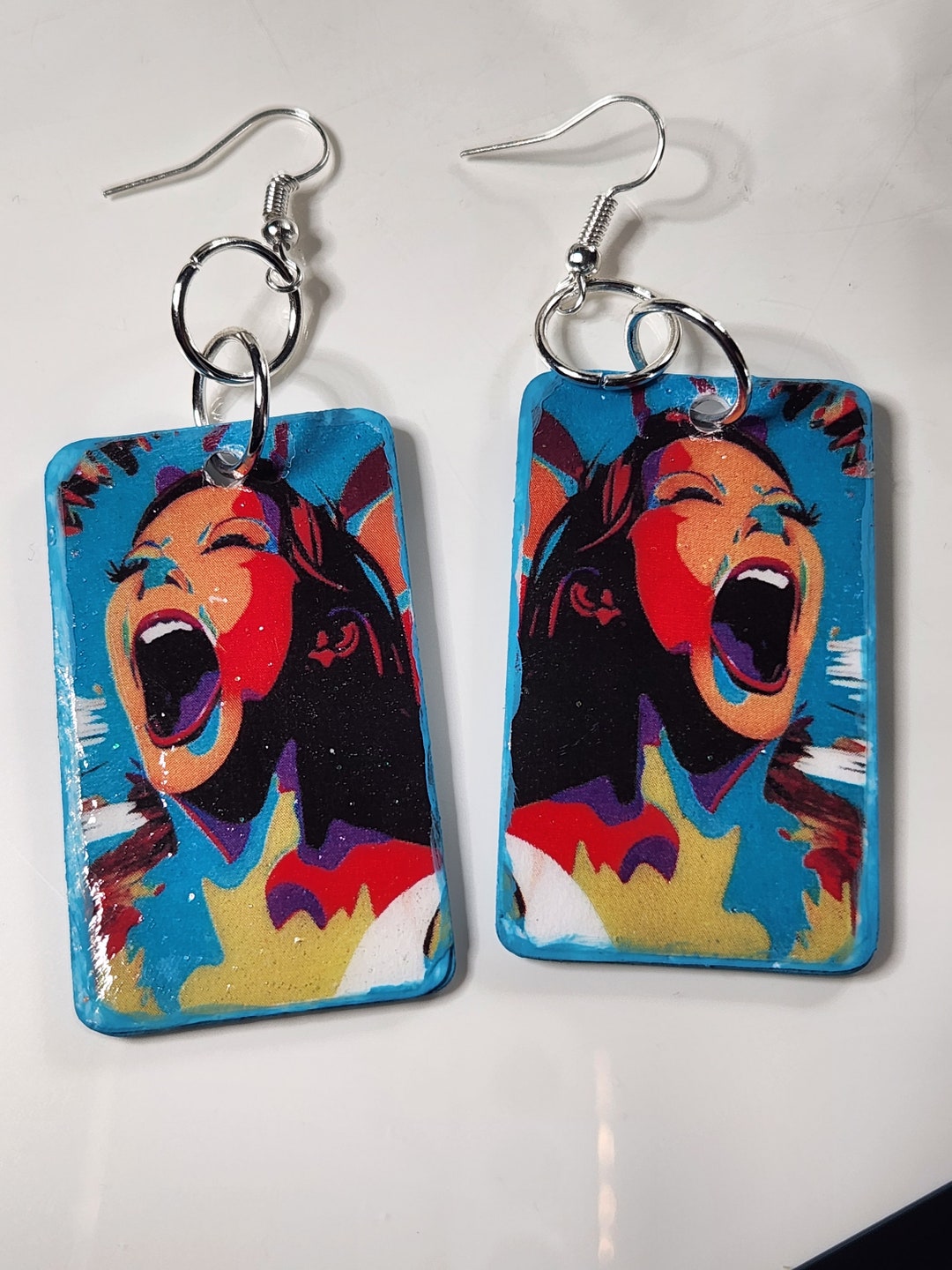 Woman Screaming Paper Earrings Pop Art Earrings Boho Style - Etsy