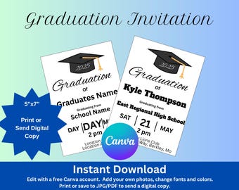 Instant Modern Grad Invite - 2025 Graduation Announcement & Digital ...